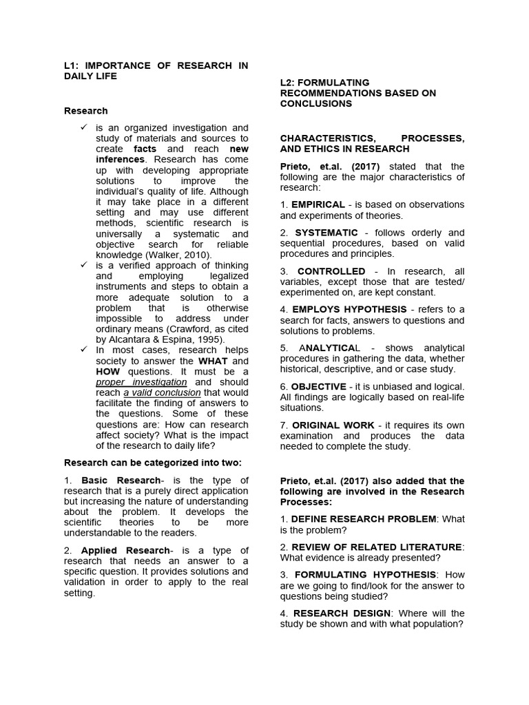Lecture 1 PR | PDF | Methodology | Experiment