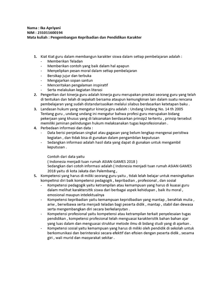 Kiat Guru Membangun Karakter Siswa | PDF