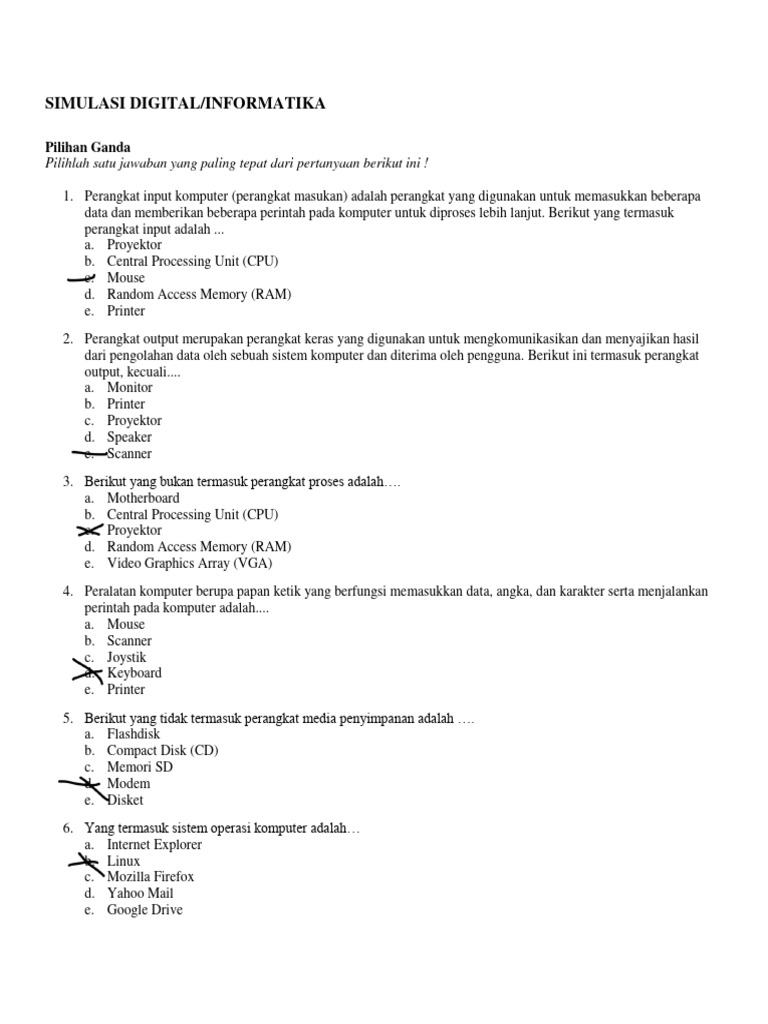 Latihan Soal Simkomdig | PDF | Metode & Bahan Ajar | Komputer