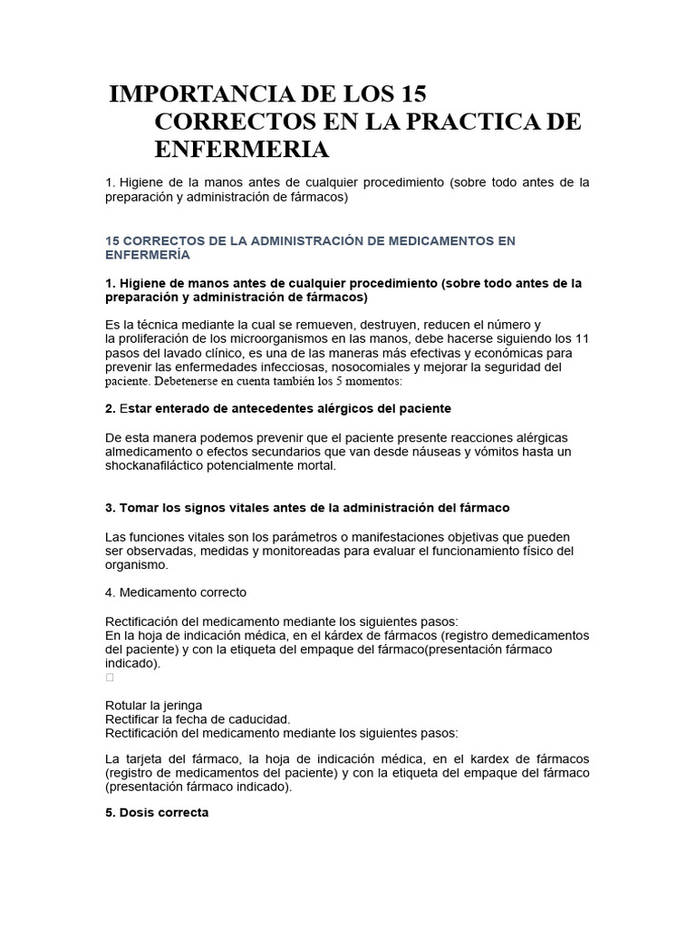 15 Correctos en Administración de Medicamentos | PDF | Medicamentos con ...