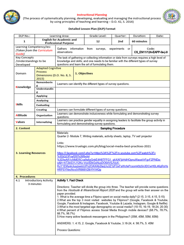 DLP Eapp | PDF | Survey Methodology | Questionnaire DLP Eapp | PDF | Survey Methodology | Questionnaire