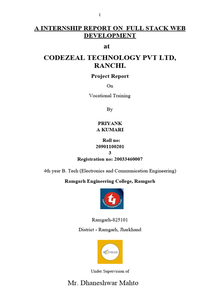 Internship report-1 | PDF | Html | Java Script