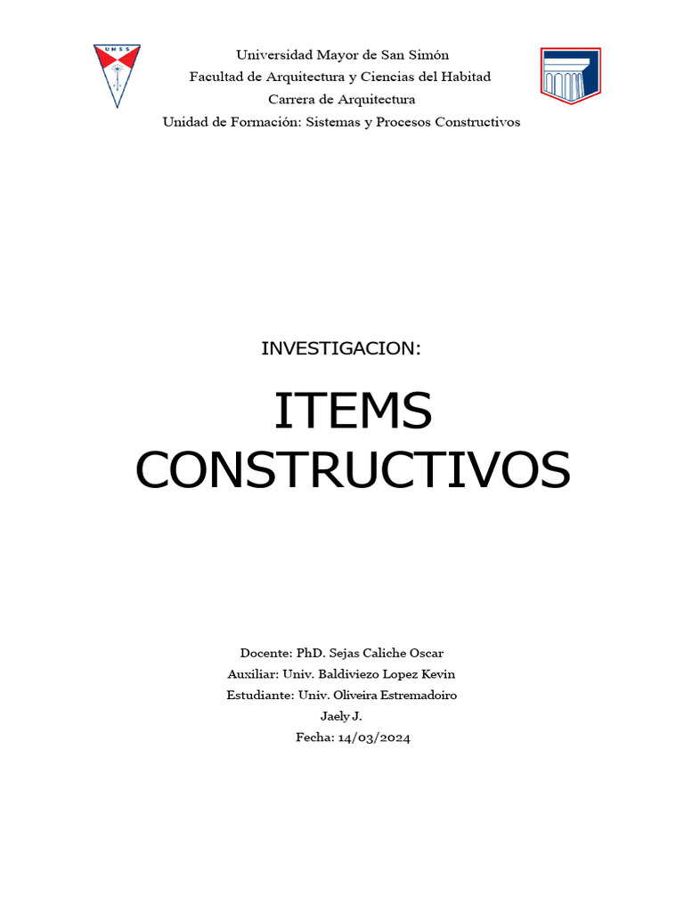 Items Constructivos. | PDF | Fundación (Ingeniería) | Hormigón