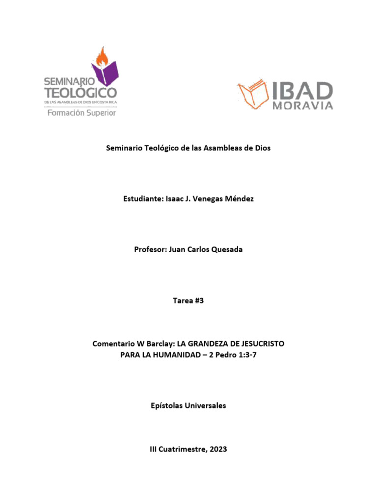 Tarea #3 Isaac Venegas Comentario Barclay | PDF | Virtud
