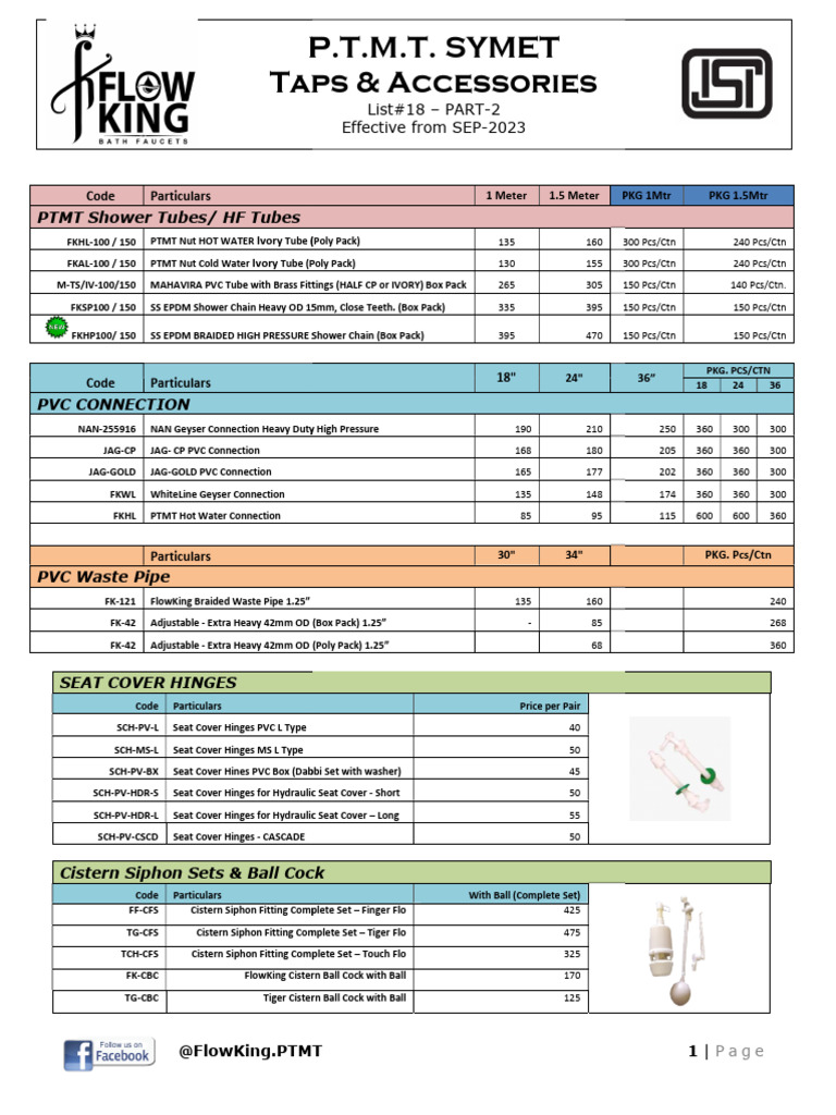 PTMT Flowking List GST #18 Sep 2023-Part-2 | PDF | Plumbing | Hydraulic Engineering