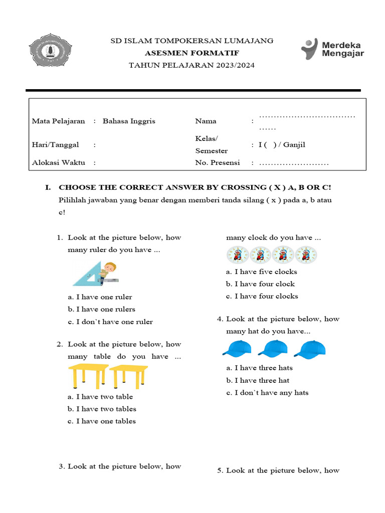 SOAL PH BAB 7 SHAPES AND COLORS | PDF | Pencil | Writing Implements