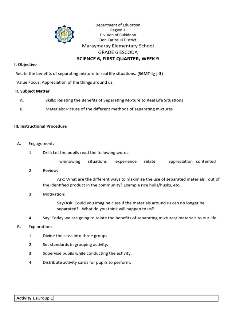Science Lesson Plan Q1W9 | Download Free PDF | Water | Lesson Plan