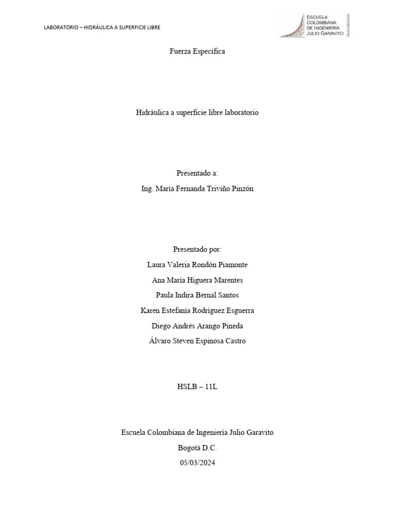 Fuerza Específica en Hidráulica Superficial | PDF | Fuerza | Agua