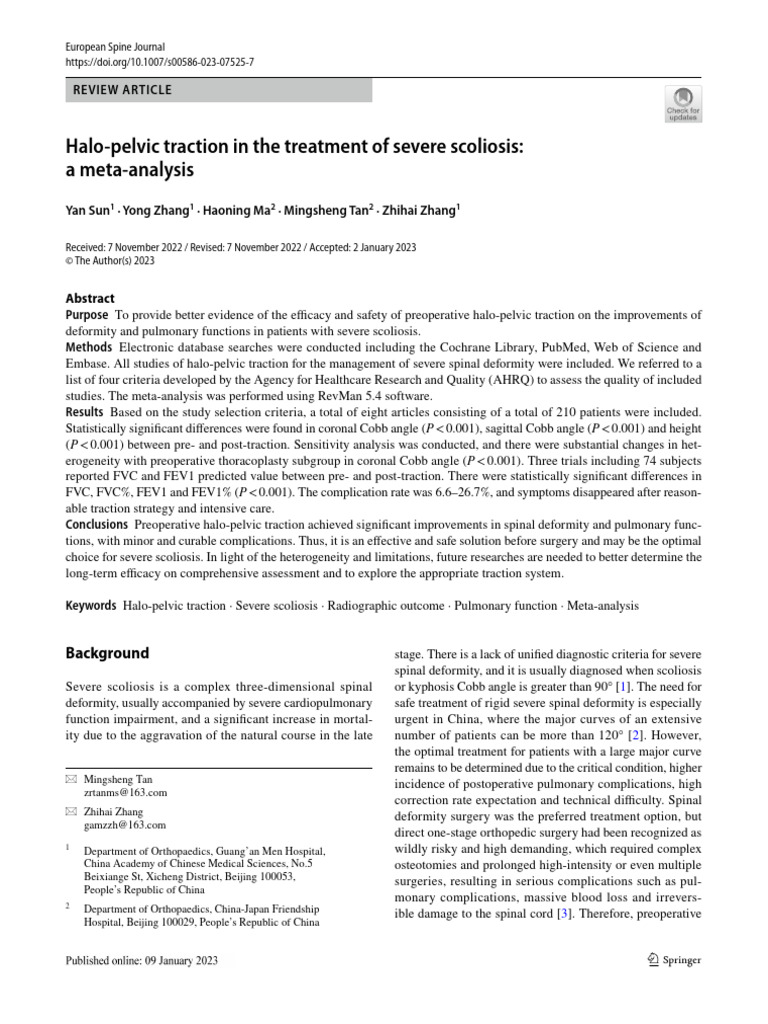 Halo-Pelvic Traction in The Treatment of Severe SC | PDF | Scoliosis ...
