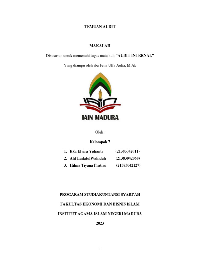 Kelompok 7 (Temuan Audit) | PDF