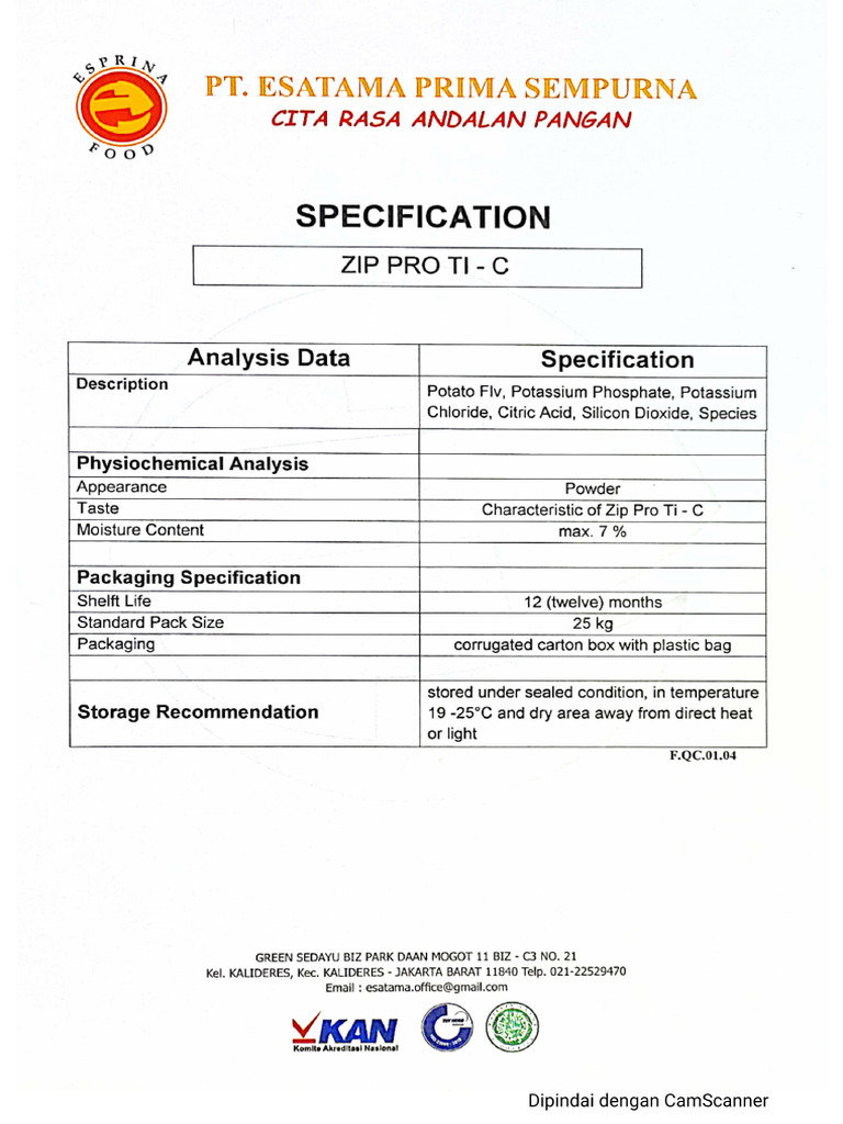 SPEC Zip Pro Ti-C | PDF
