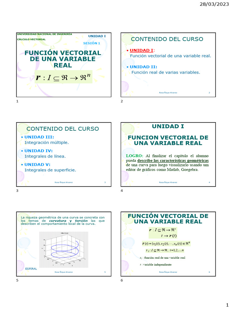 1 Curvas y Funciones Vectoriales | PDF | Vector Euclidiano | Geometría