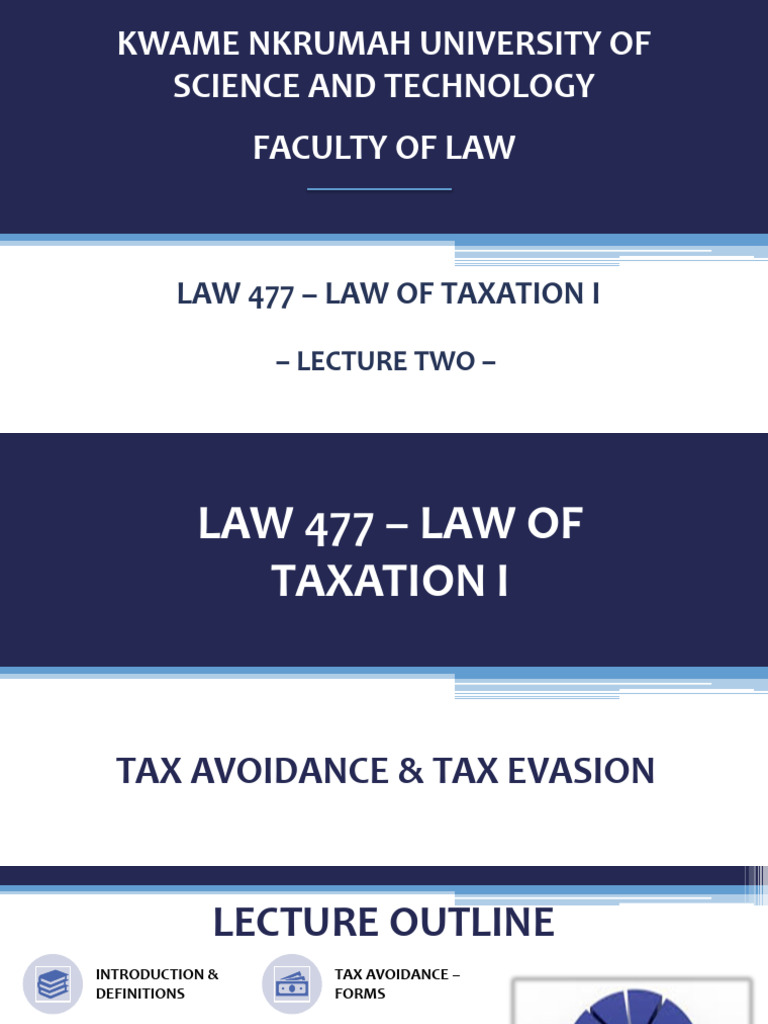 Law 477 - L2 - Tax Avoidance and Tax Evasion | PDF | Tax Avoidance | Taxes