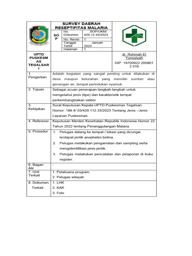 Sop Malaria 2023 | PDF