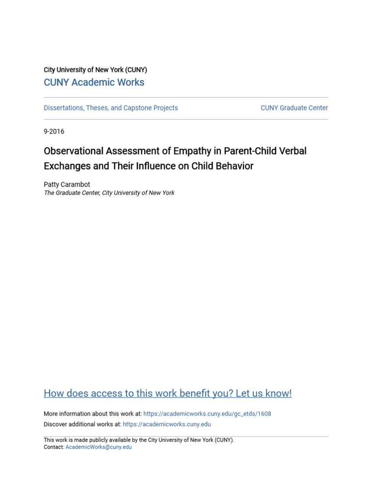 Observational Assessment of Empathy in Parent-Child Verbal Exchan | PDF ...