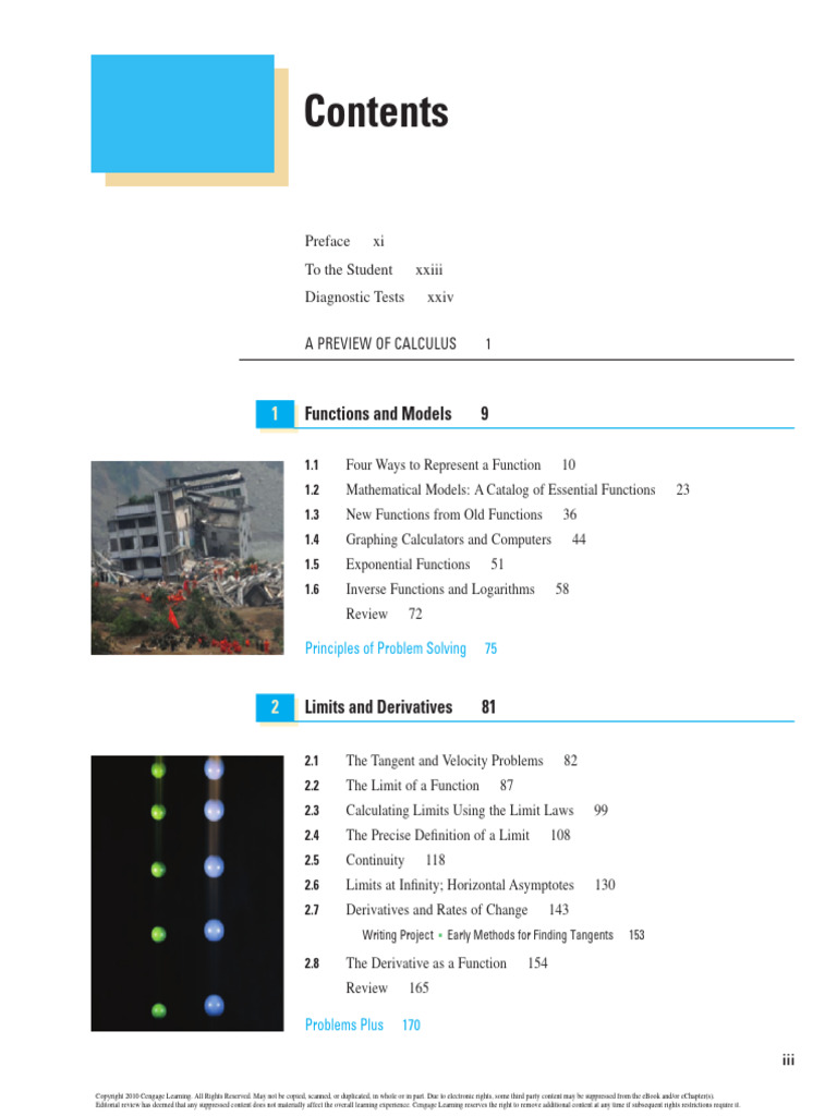 Stewart Calculus 7th Edition-Content | PDF | Integral | Derivative