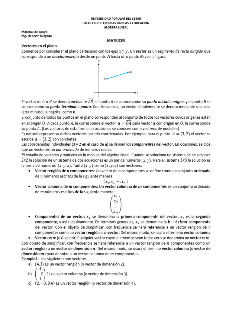 CLASE 2 ALGEBRA LINEAL MATRICES Y DETERMINANTES II 2023 | PDF | Matriz ...
