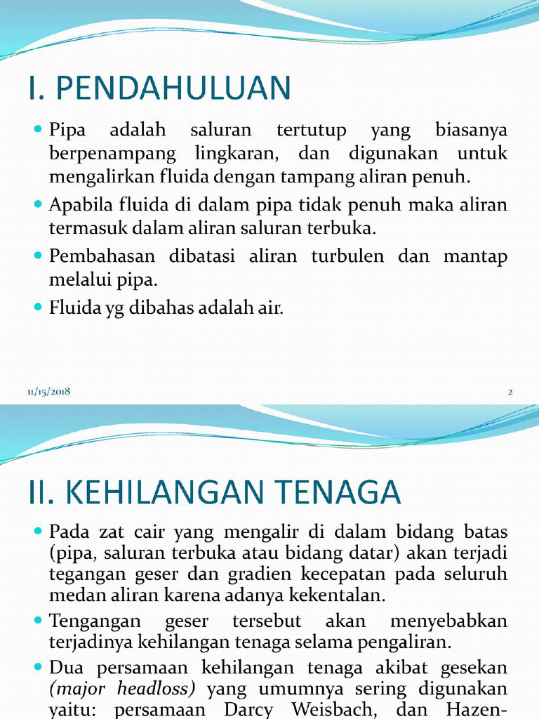 Hidraulika Pengaliran Dalam Pipa Rev | PDF