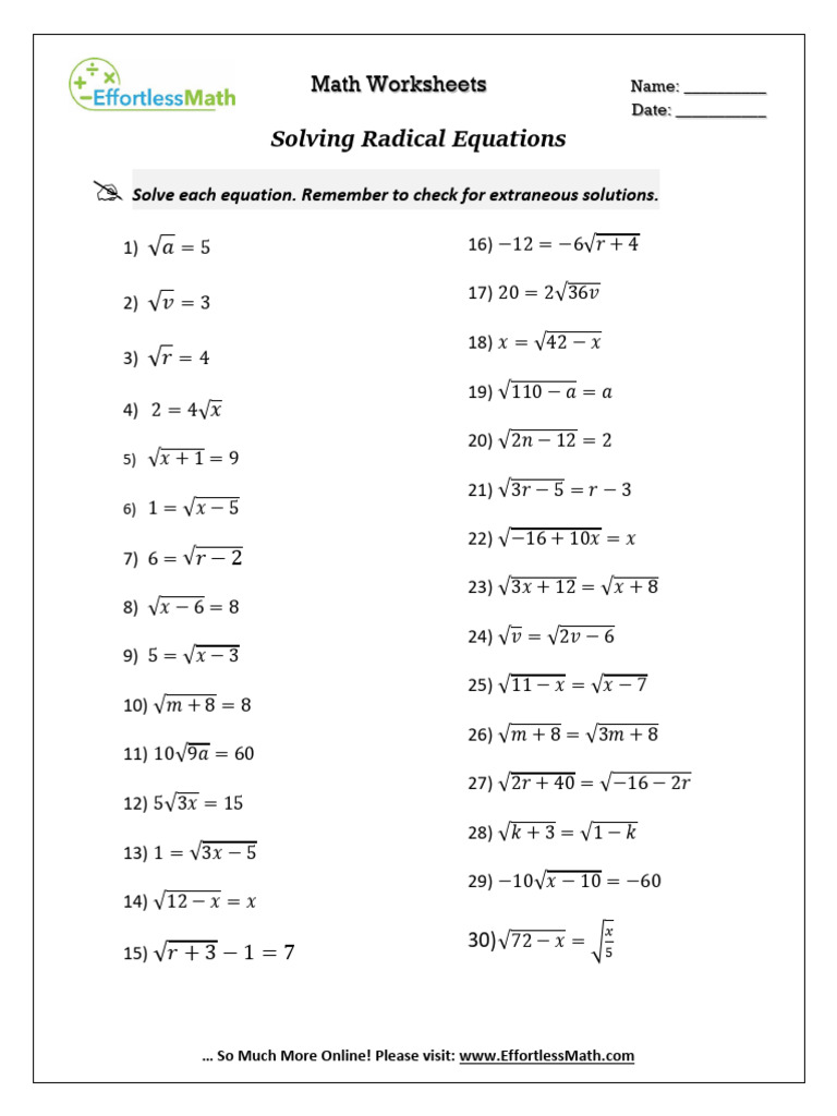 Solving-Radical-Equations | PDF | Equations | Mathematical Objects