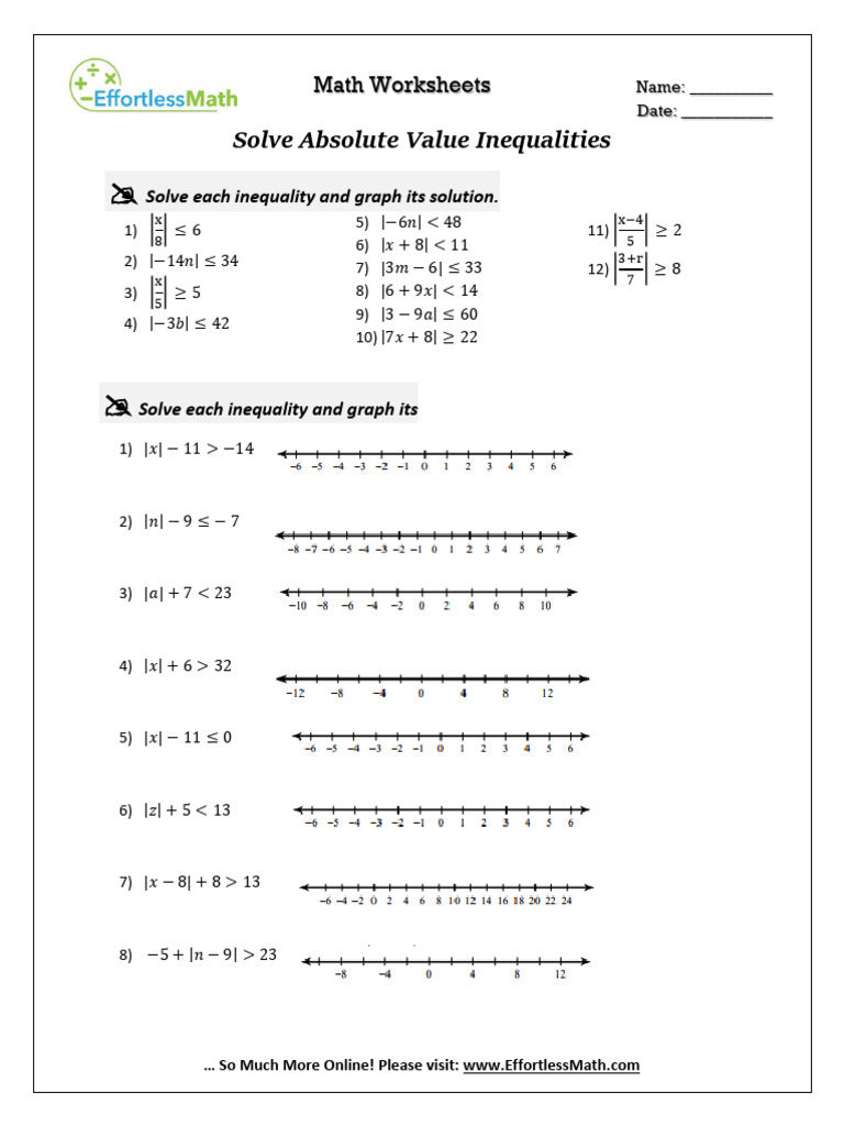 Solve Absolute Value Inequalities | PDF