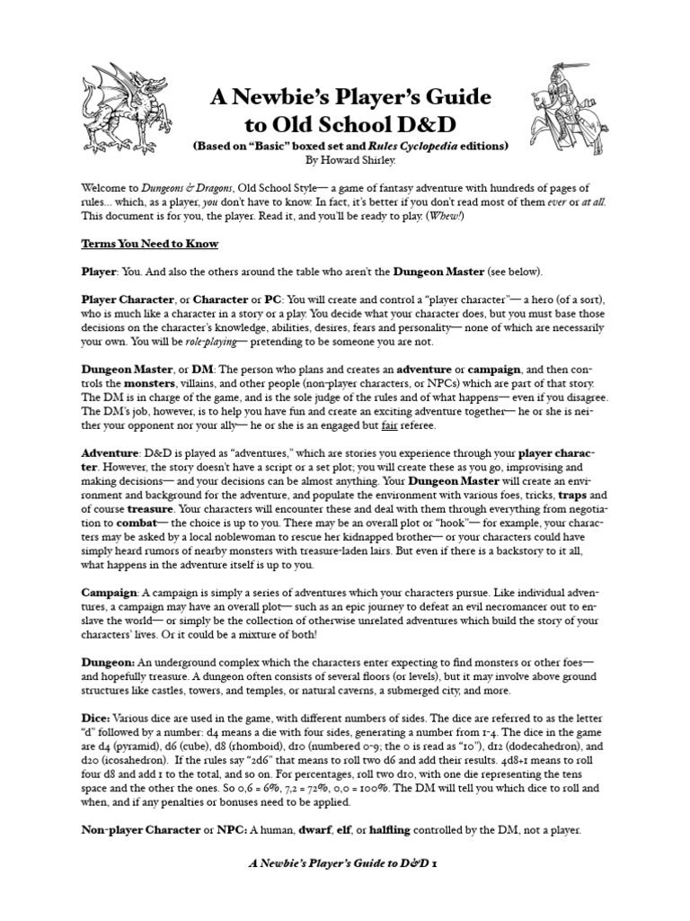Newbies Guide To Old School D&D | PDF | Dungeons & Dragons | Elf ...