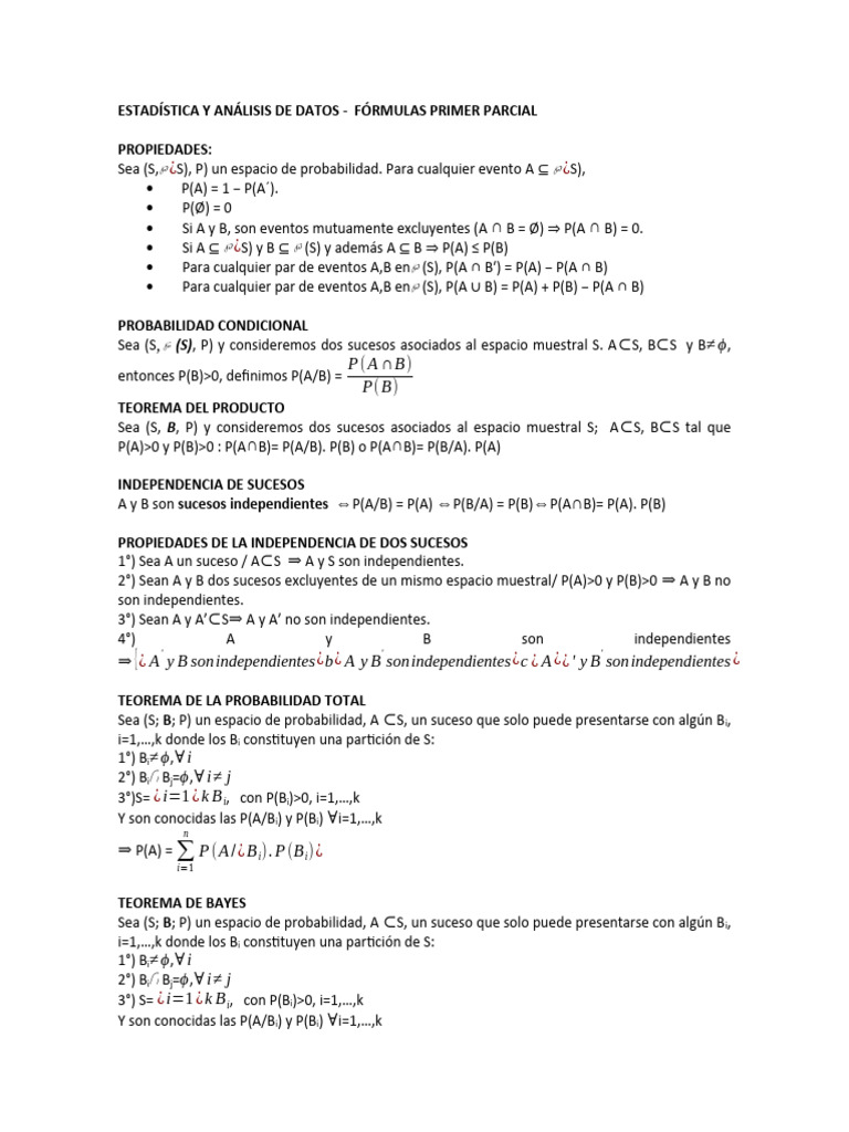Formulas-De probabilidad-EyAD-1 | PDF | Teoría de probabilidad | Probabilidad