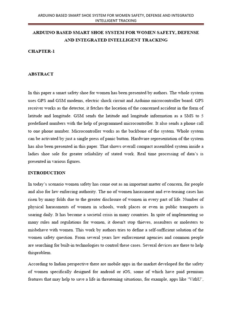 2K22 - Rep - Arduino Based Smart Shoe System For Women Safety | PDF ...