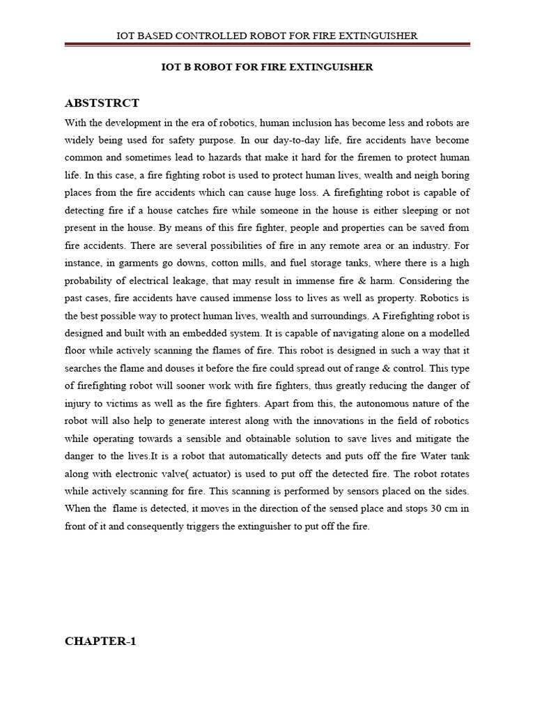 2K22 - Rep - Iot Based Robot For Fire Extinguisher | PDF | Microcontroller | Arduino