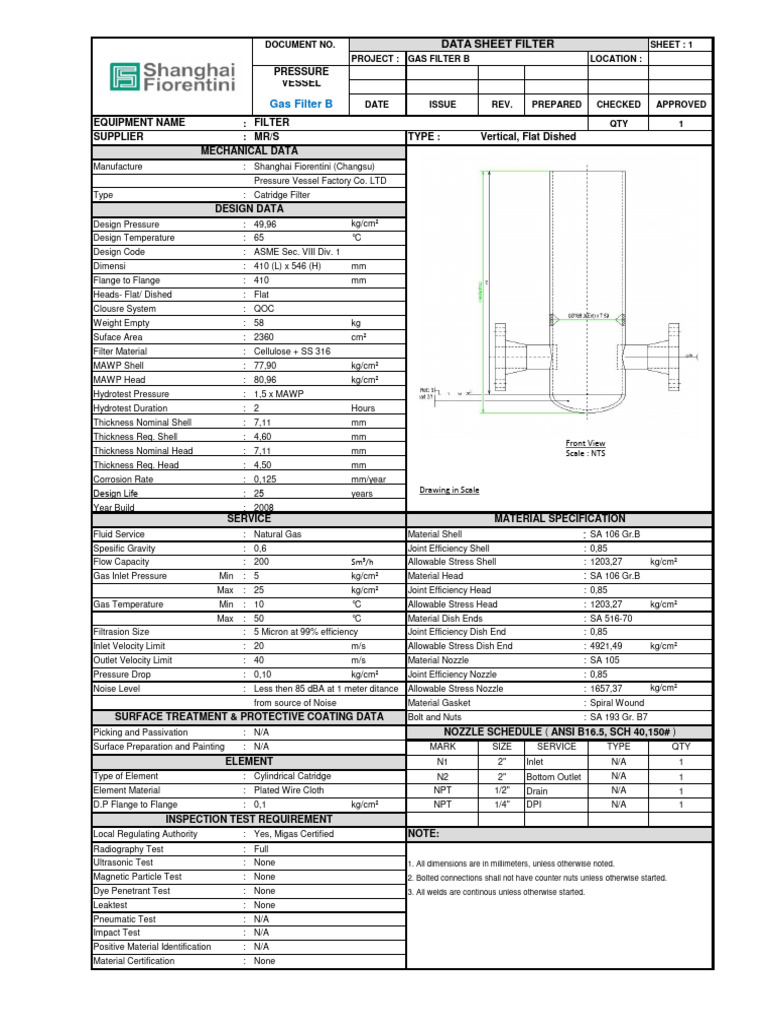 Gas Filter B Design Specifications | PDF | Strength Of Materials ...