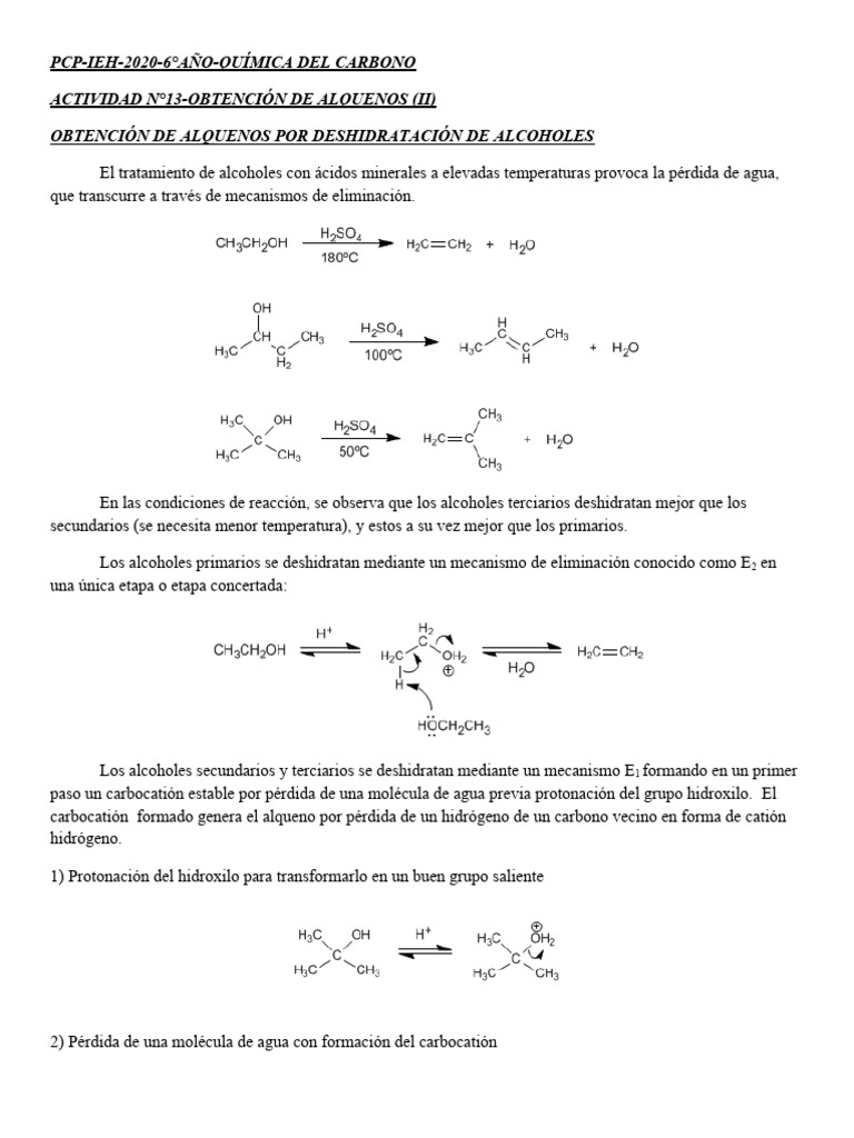 ACTIVIDAD N°13-ALQUENOS-OBTENCIÓN (II) (4) | PDF | Enlace químico ...