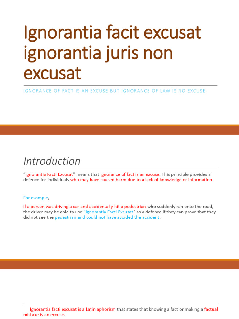 Ignorantia Facit Excusat Ignorantia Juris Non Excusat | PDF | Tort ...