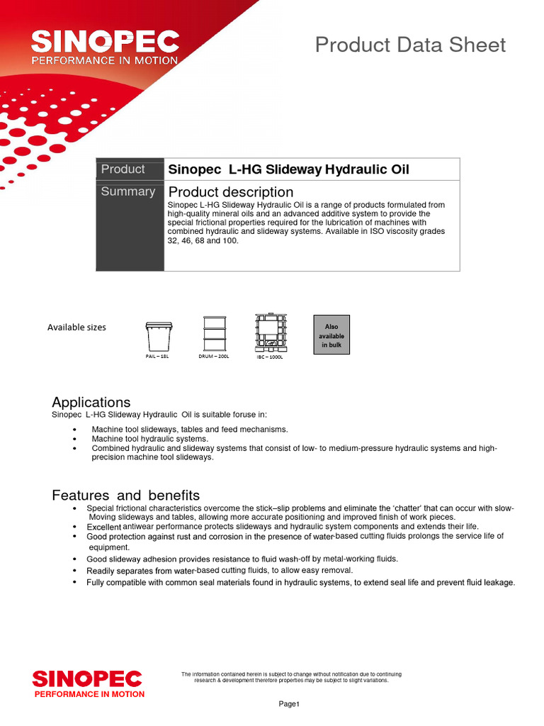 L-HG Slideway Hydraulic Oil | PDF | Viscosity | Mechanical Engineering