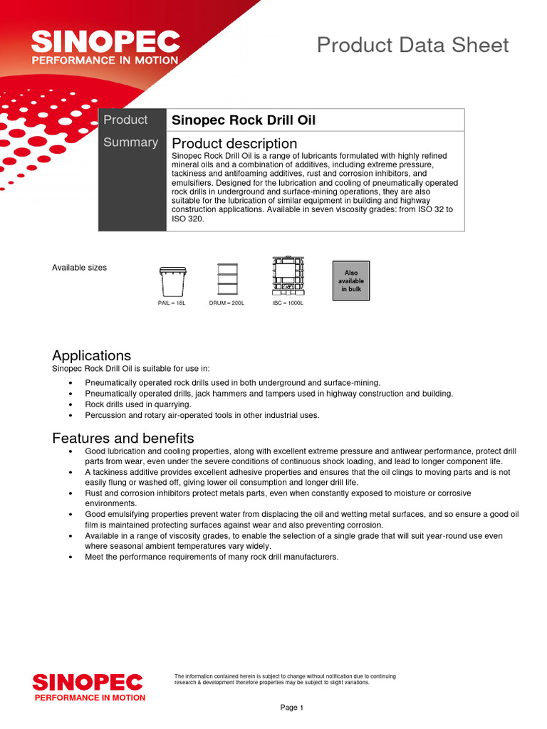 Rock Drill Oil | PDF | Viscosity | Lubricant