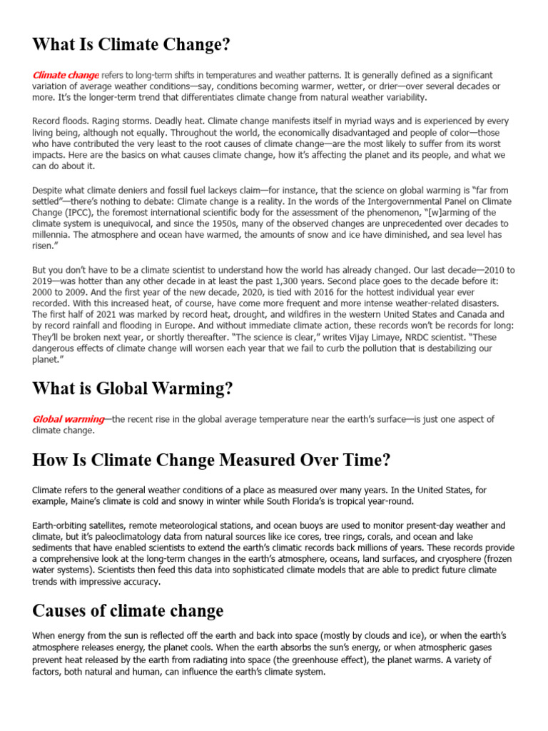 What is Climate Change | PDF | Climate Change | Greenhouse Effect