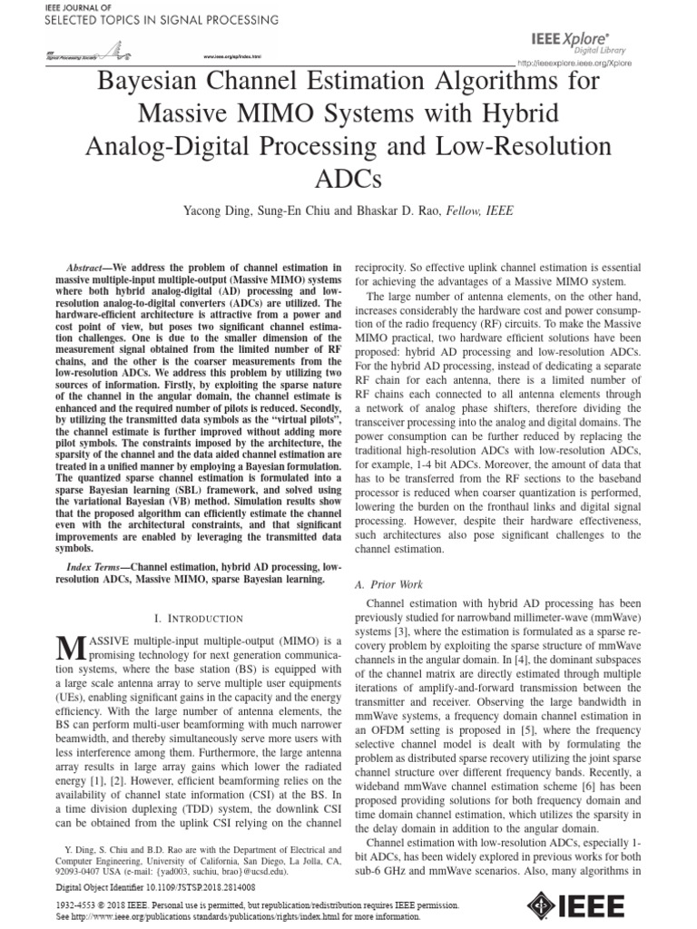 Bayesian Channel Estimation Algorithms For Massive MIMO Systems With ...