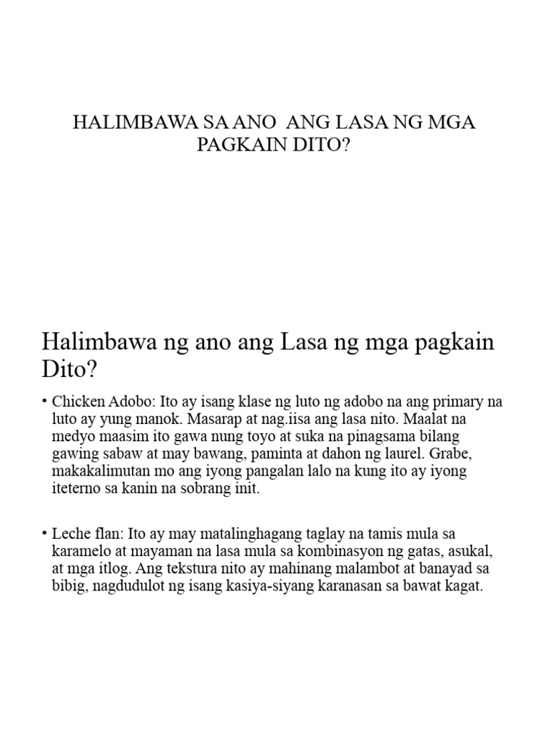 Presentation (Halimbawa Sa Lasa) | PDF