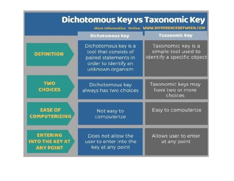 Dichotomous Key Vs Taxonomic Key | PDF