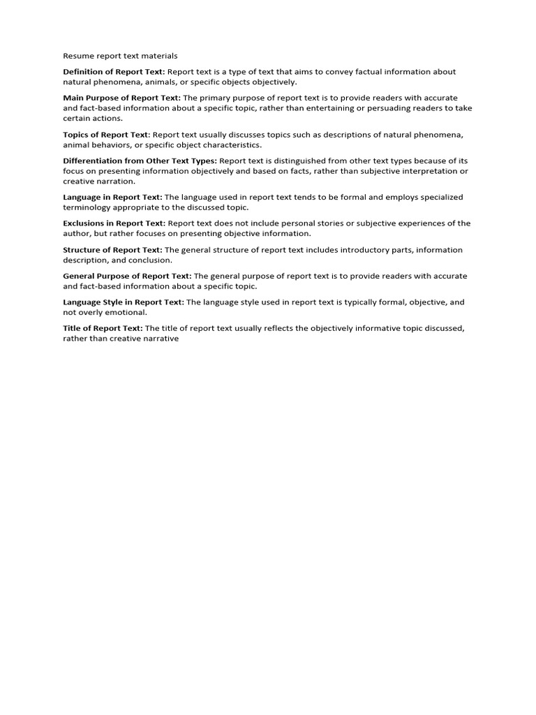 Resume Report Text Materials | PDF | Narration | Narrative