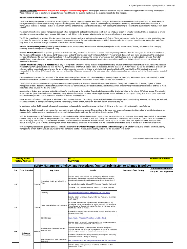 90-Day Safety Management Guidance and Monitoring Report V 2.13 ...