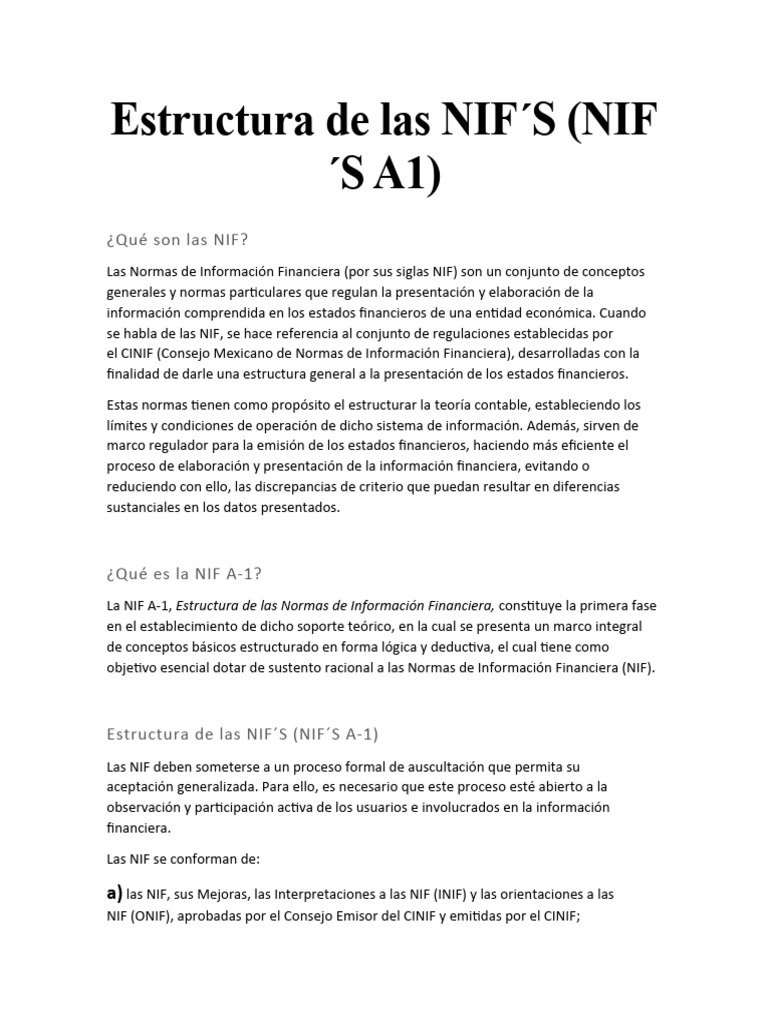 Estructura de Las NIF S (NIF S A1) | Descargar gratis PDF ...