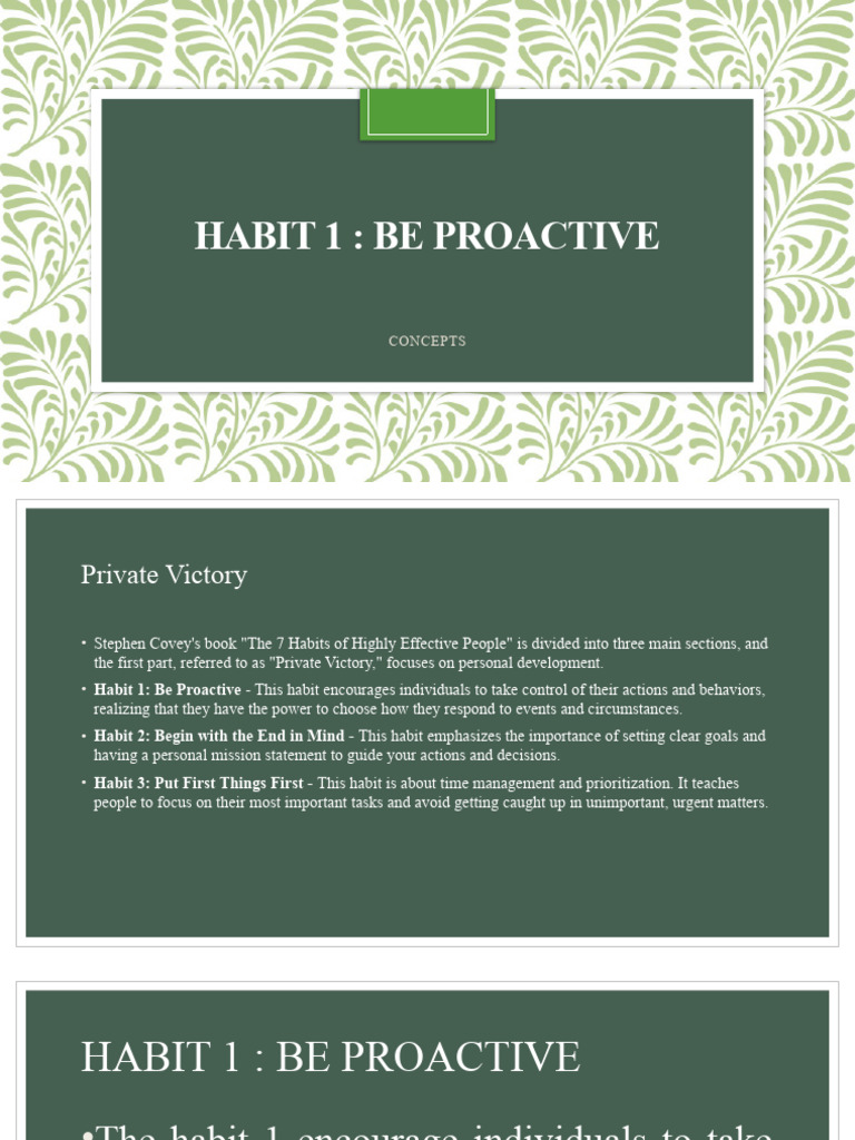 HABIT 1BE PROACTIVE 19102023 014747pm 3 19032024 123603pm | PDF | Conscience | Self Awareness