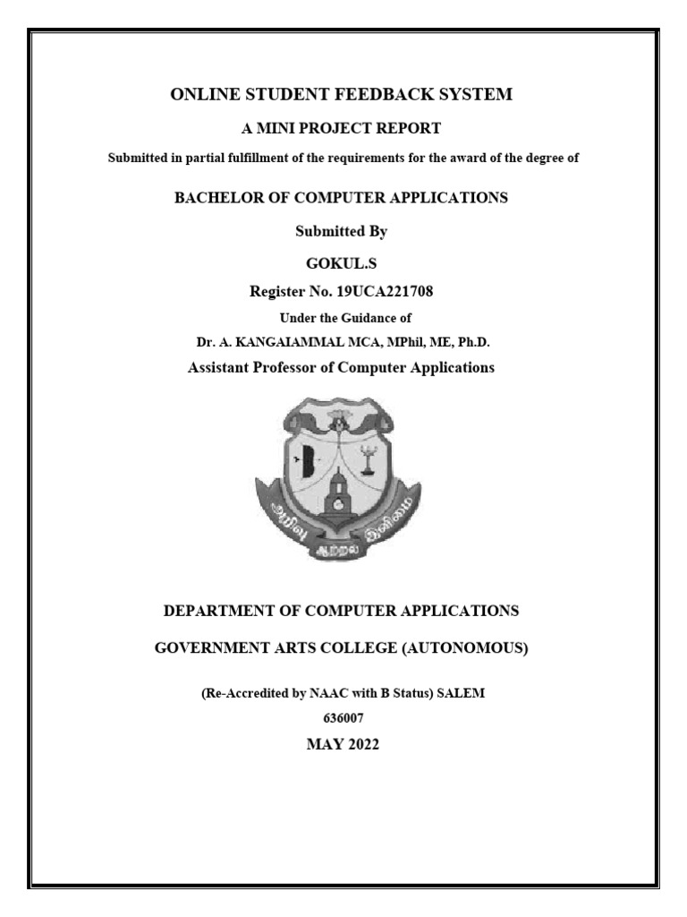 Student Feedback Project Report | PDF | Databases | System