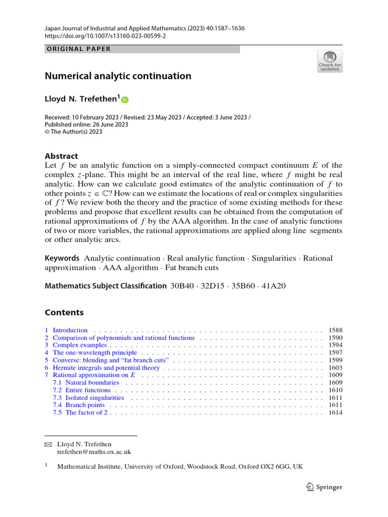 Continuation (Textbook) | PDF | Function (Mathematics) | Complex Number