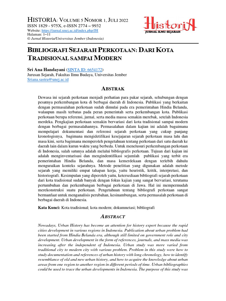 Bibliografi Sejarah Perkotaan Handayani 2022 | PDF