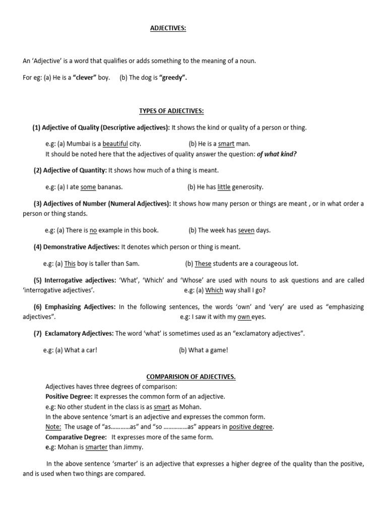 ADJECTIVES | PDF | Adjective | Linguistic Typology