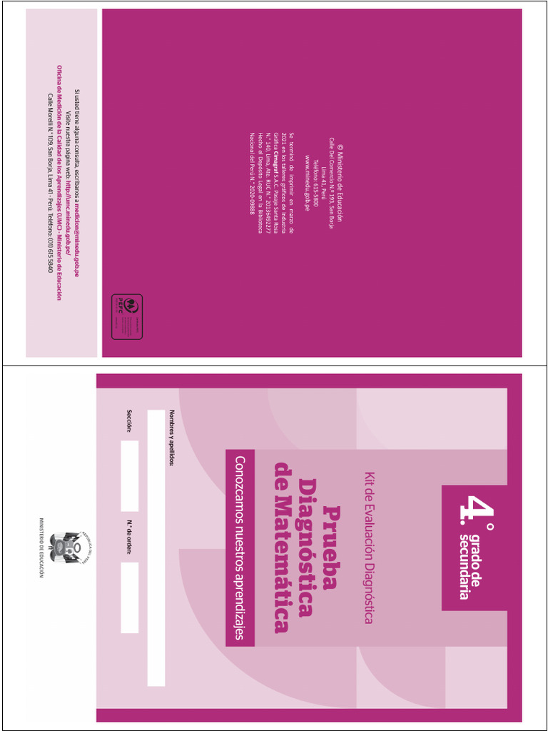 prueba-diagnostica-matematica-4 REDUCIDO (1) | PDF