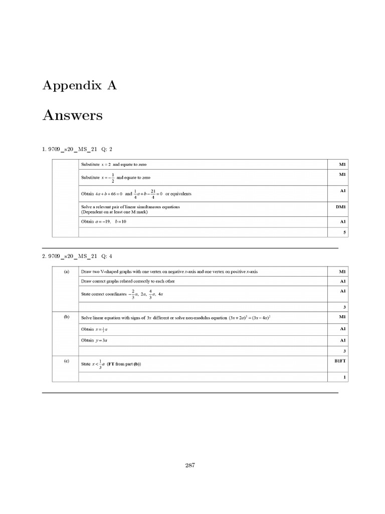 Maths 9709 Paper 2 - Answers (All Topics) | PDF
