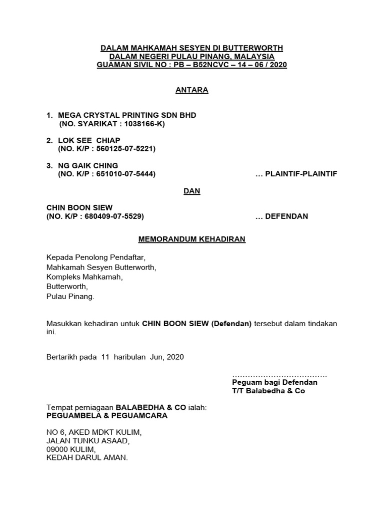 Memorandum Kehadiran | PDF