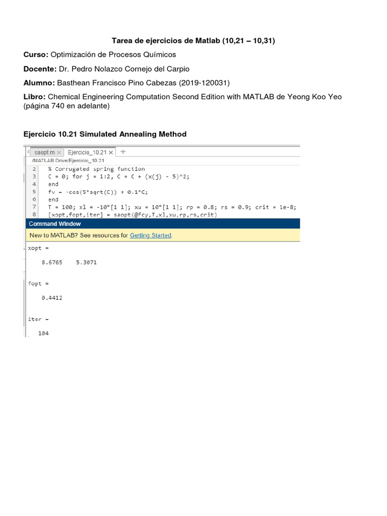 Opti Ejercicios Matlab (10.21-10.31) Basthean Pino | PDF | Technology ...