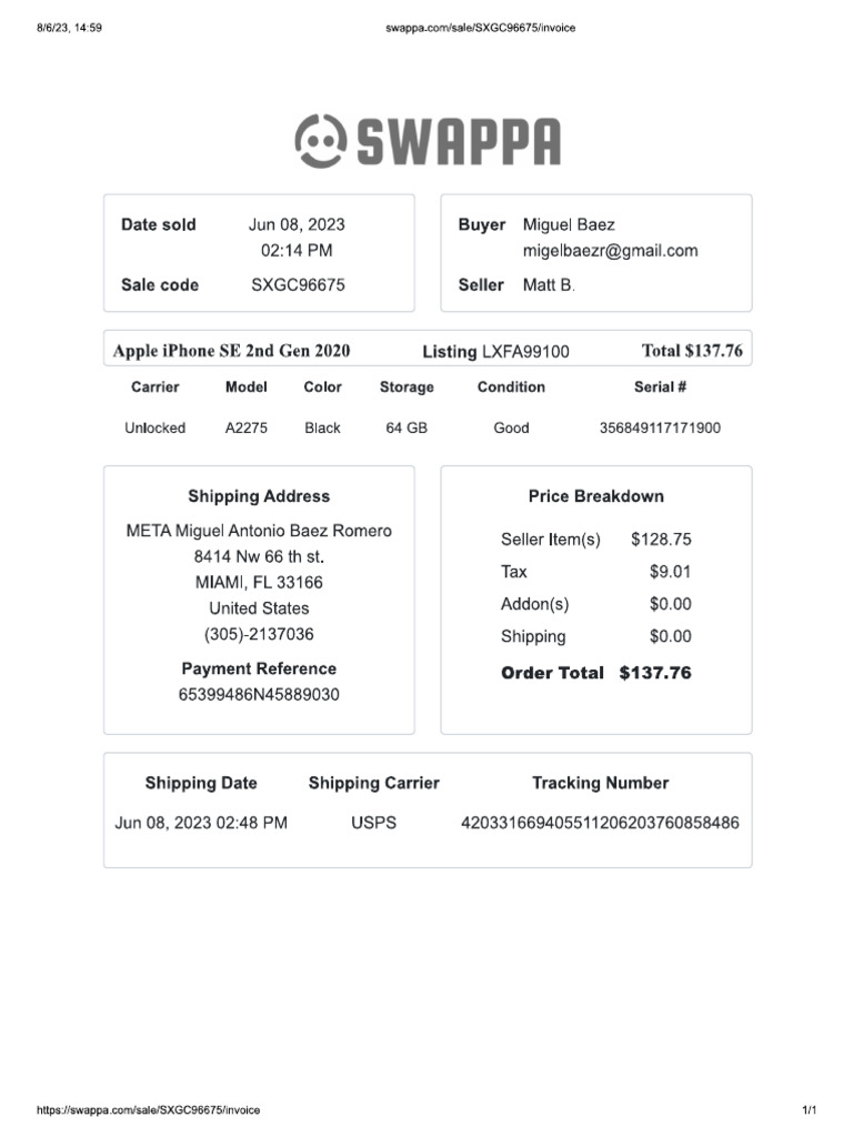 Invoice Swappa | PDF